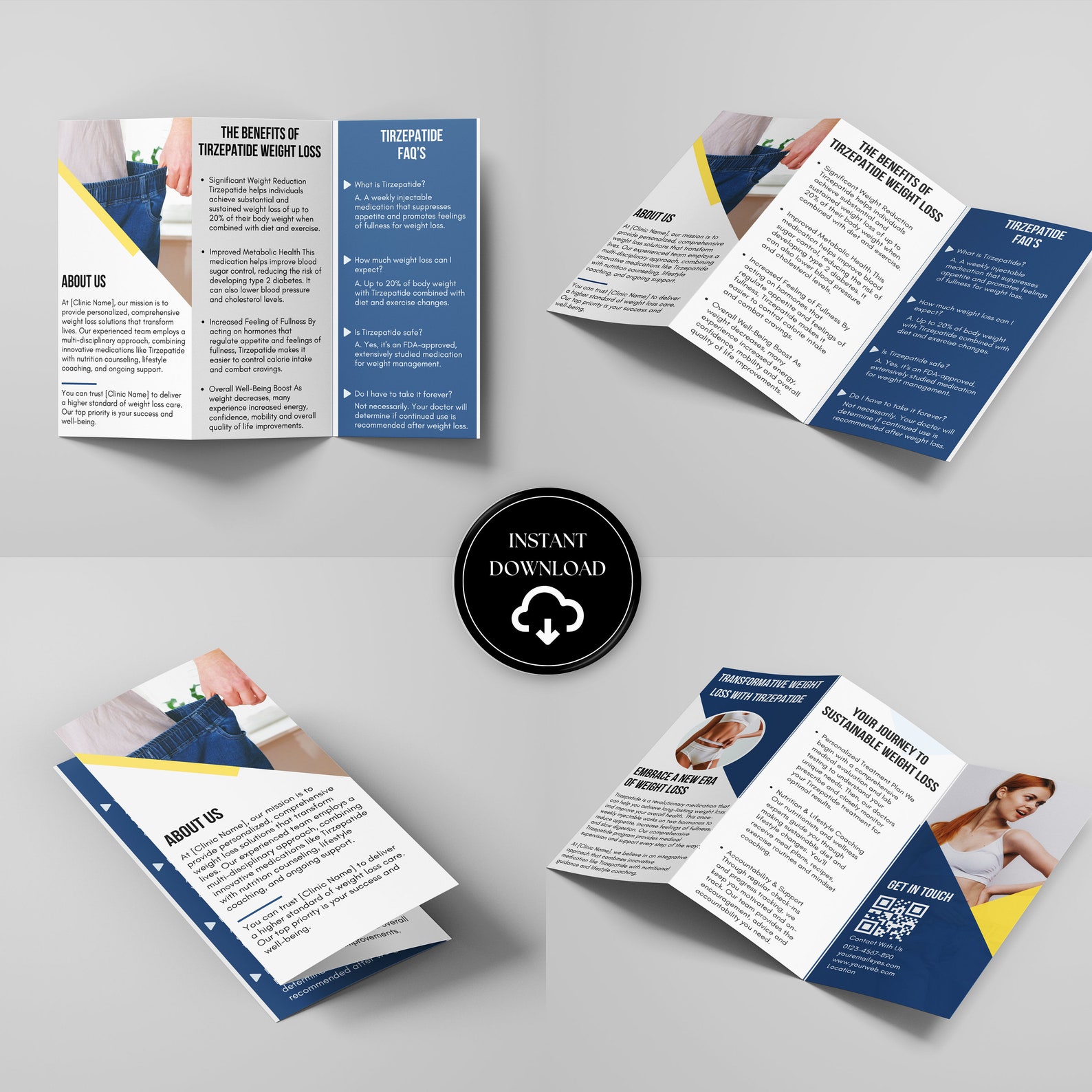 Tirzepatide Weight Loss Trifold Brochure: Editable Canva Template (8.5 ...