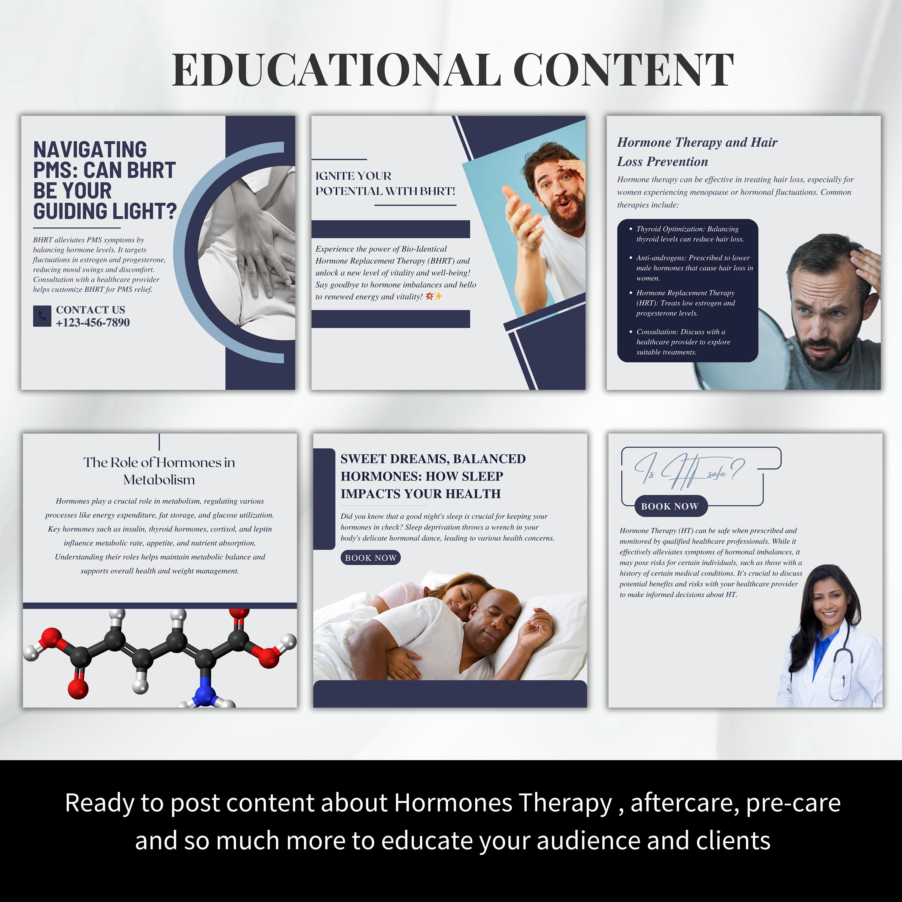Hormone Therapy Canva Template | BHRT + TRT | Instagram Canva Template ...