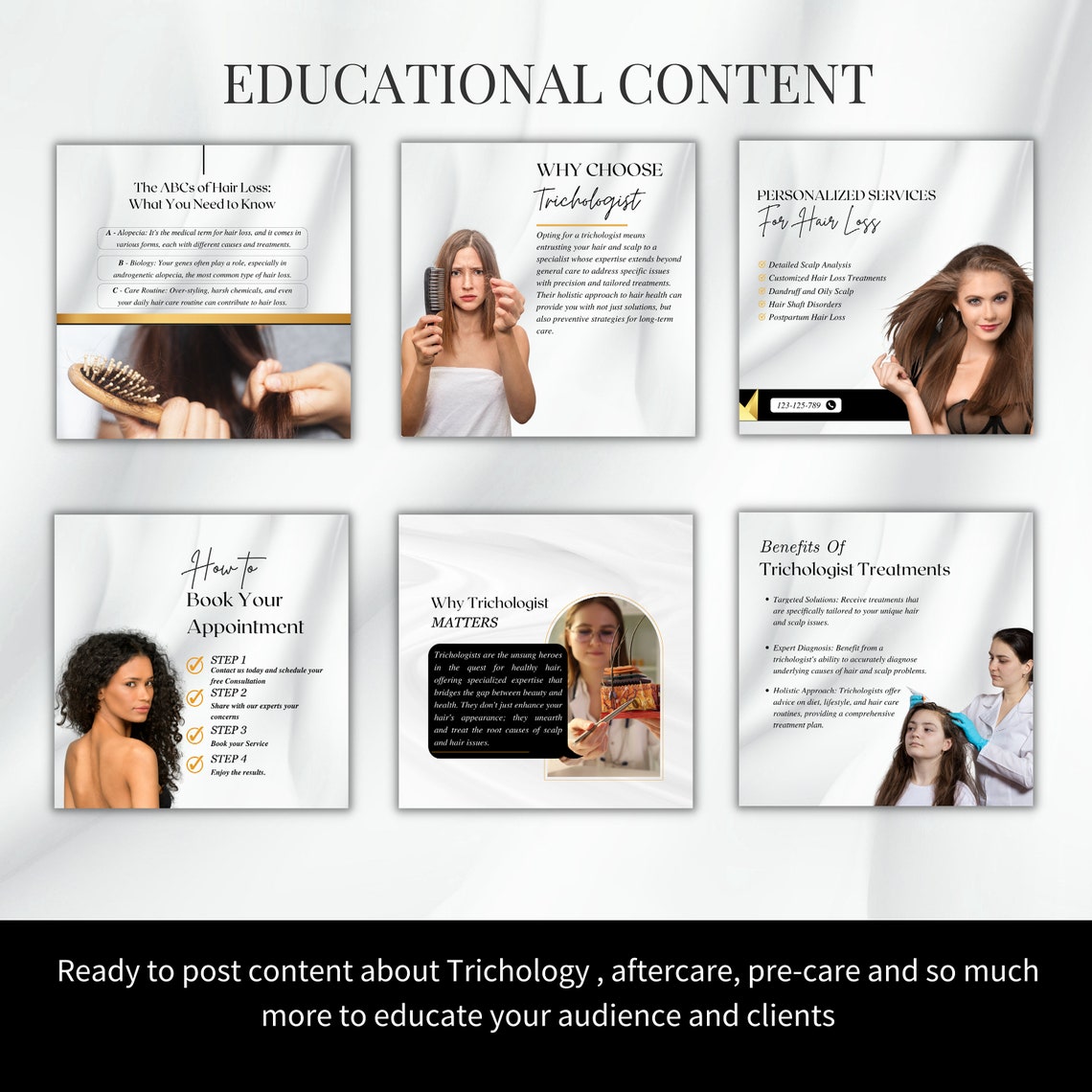 Trichology Instagram Post Canva Templates - Editable Social Media Kit ...