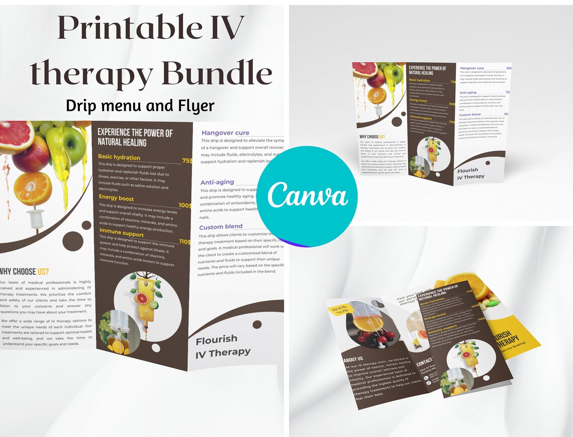 IV Therapy Marketing Templates: Trifold Brochure & Flyer (canva ...