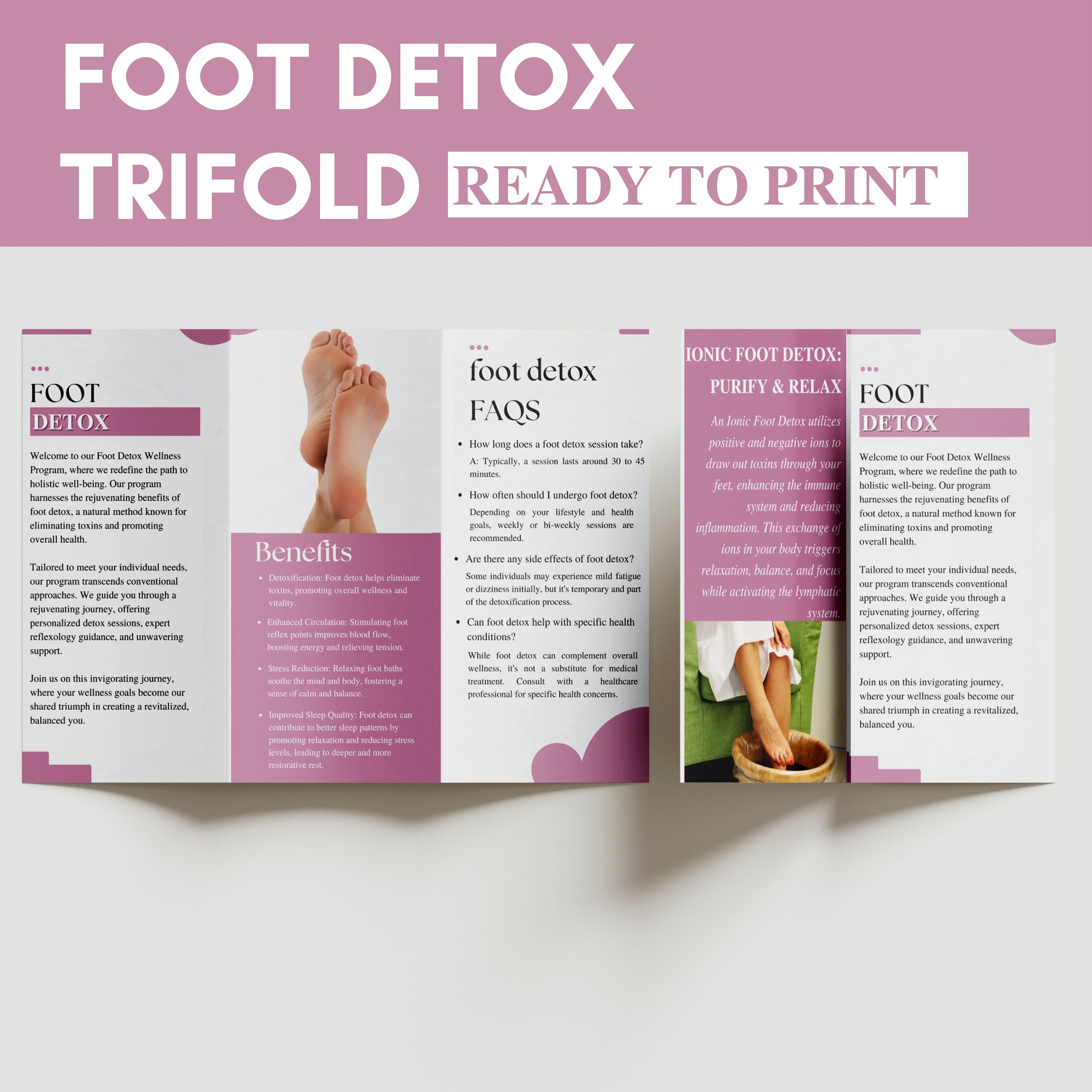 Customizable Trifold Brochure for Foot Detox Service | Promotional ...
