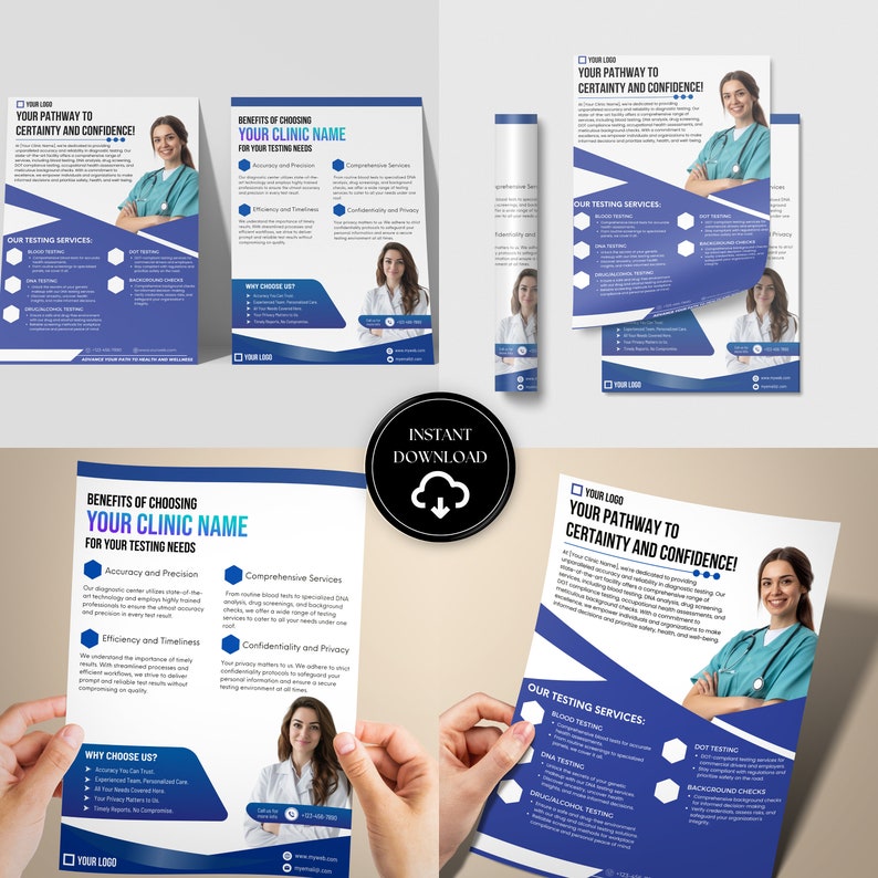 Diagnostic Testing Flyer Template: Blood, DNA, Background Checks (A4 ...