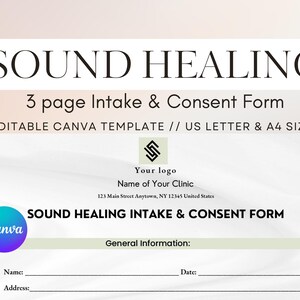 Sound Healing Intake Form: Energy Healing Consent (canva Template) - Etsy