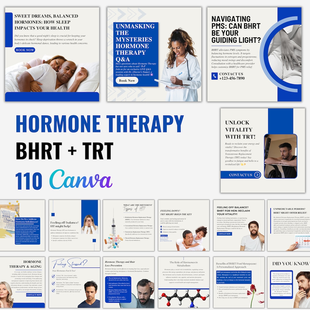 Hormone Therapy Canva Template | BHRT + TRT | Instagram Canva Template ...