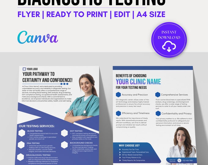 Diagnostic Testing Flyer Canva Templates, Blood Testing , DNA Testing ...