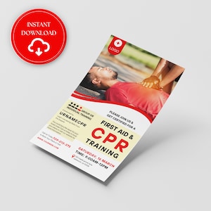 CPR Training Flyer: Editable First Aid Canva Template (8.5 X 14 Inches ...