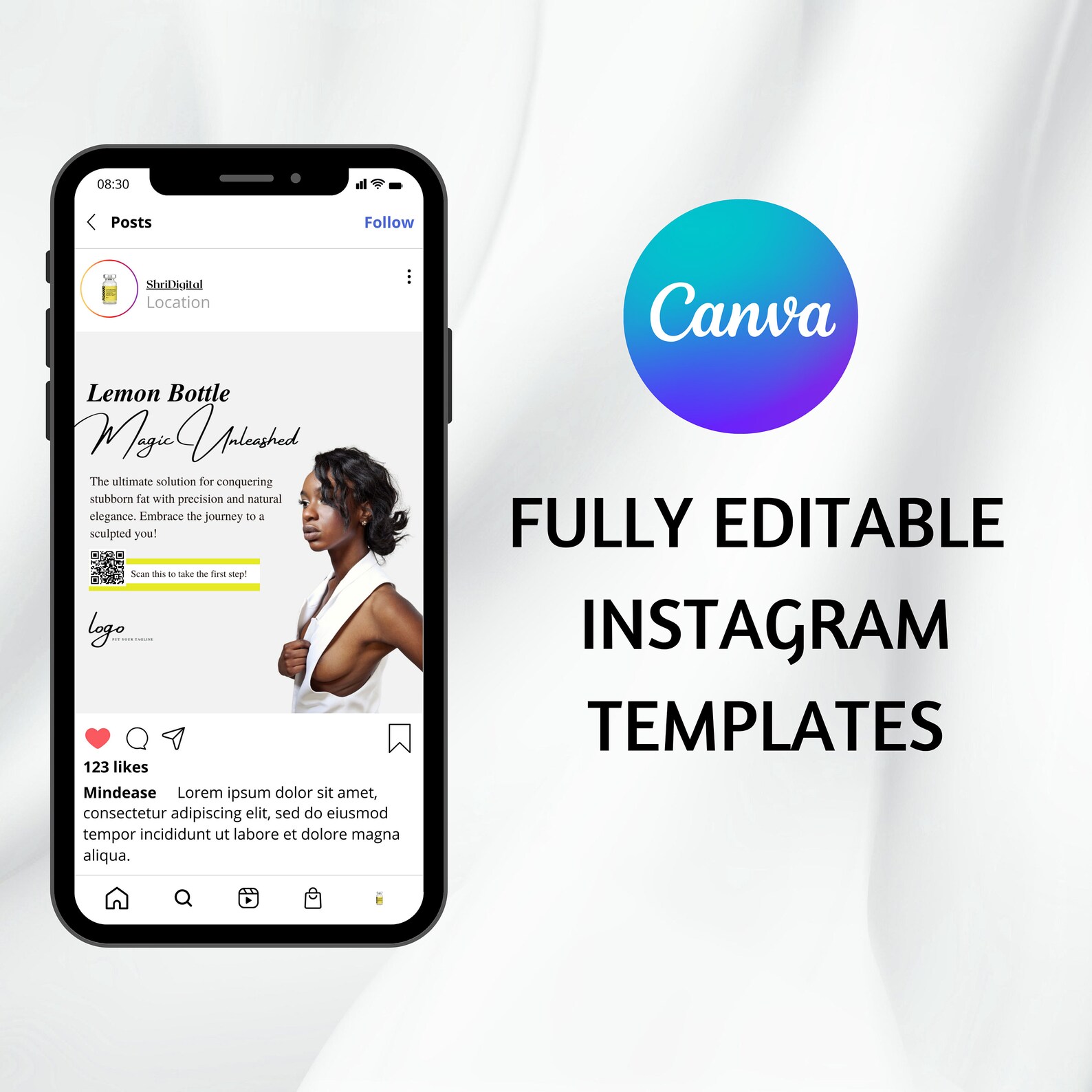 Lemon Bottle Canva Templates: Fat Dissolving Social Media Kit - Etsy