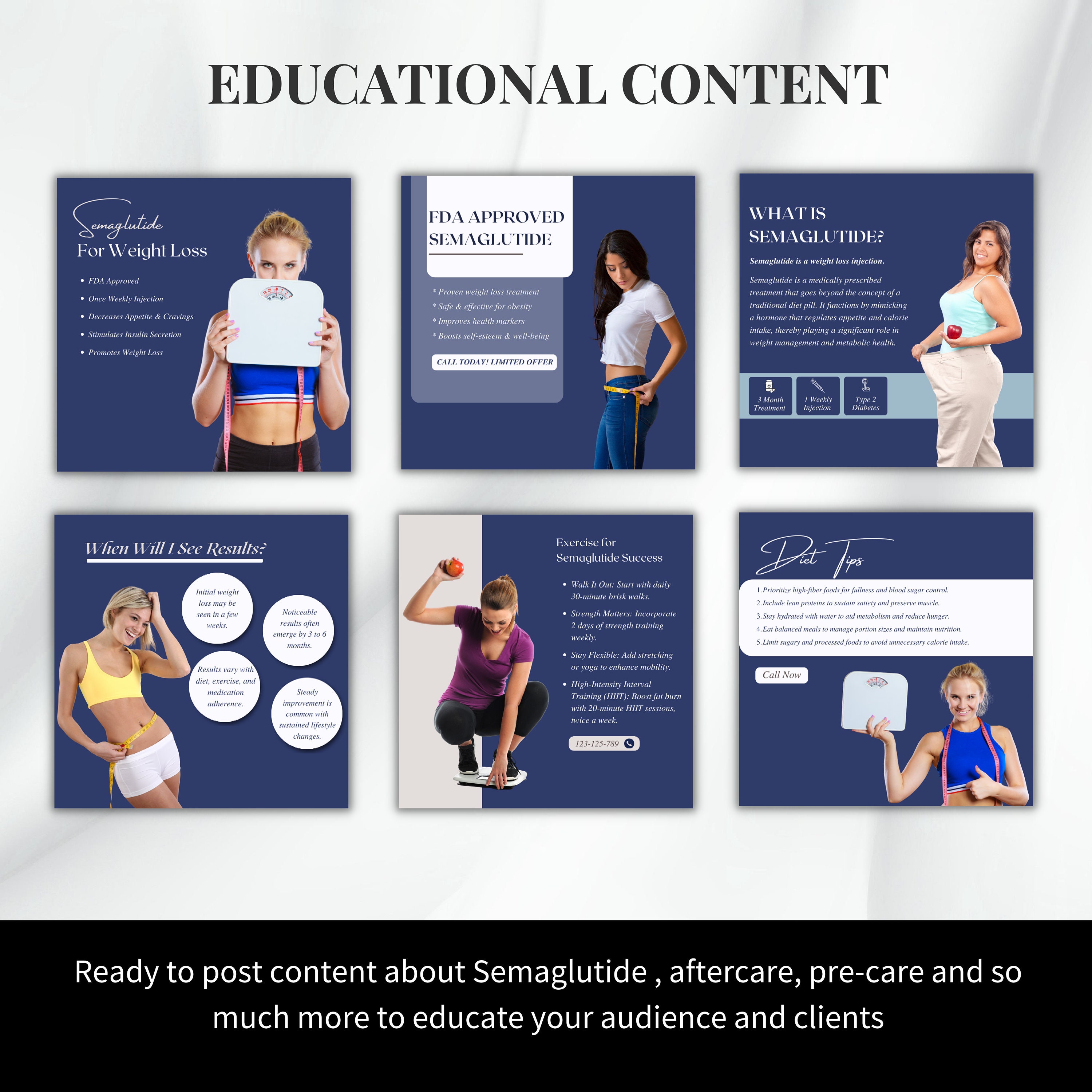 Semaglutide Weight Loss Instagram Posts: Canva Template (instant ...