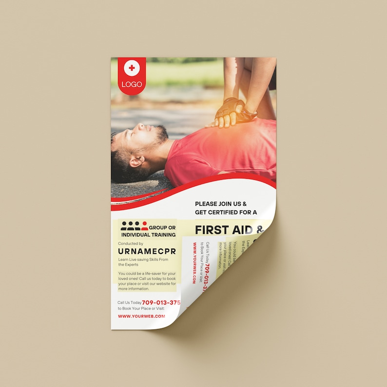 CPR Training Flyer: Editable First Aid Canva Template (8.5 X 14 Inches ...