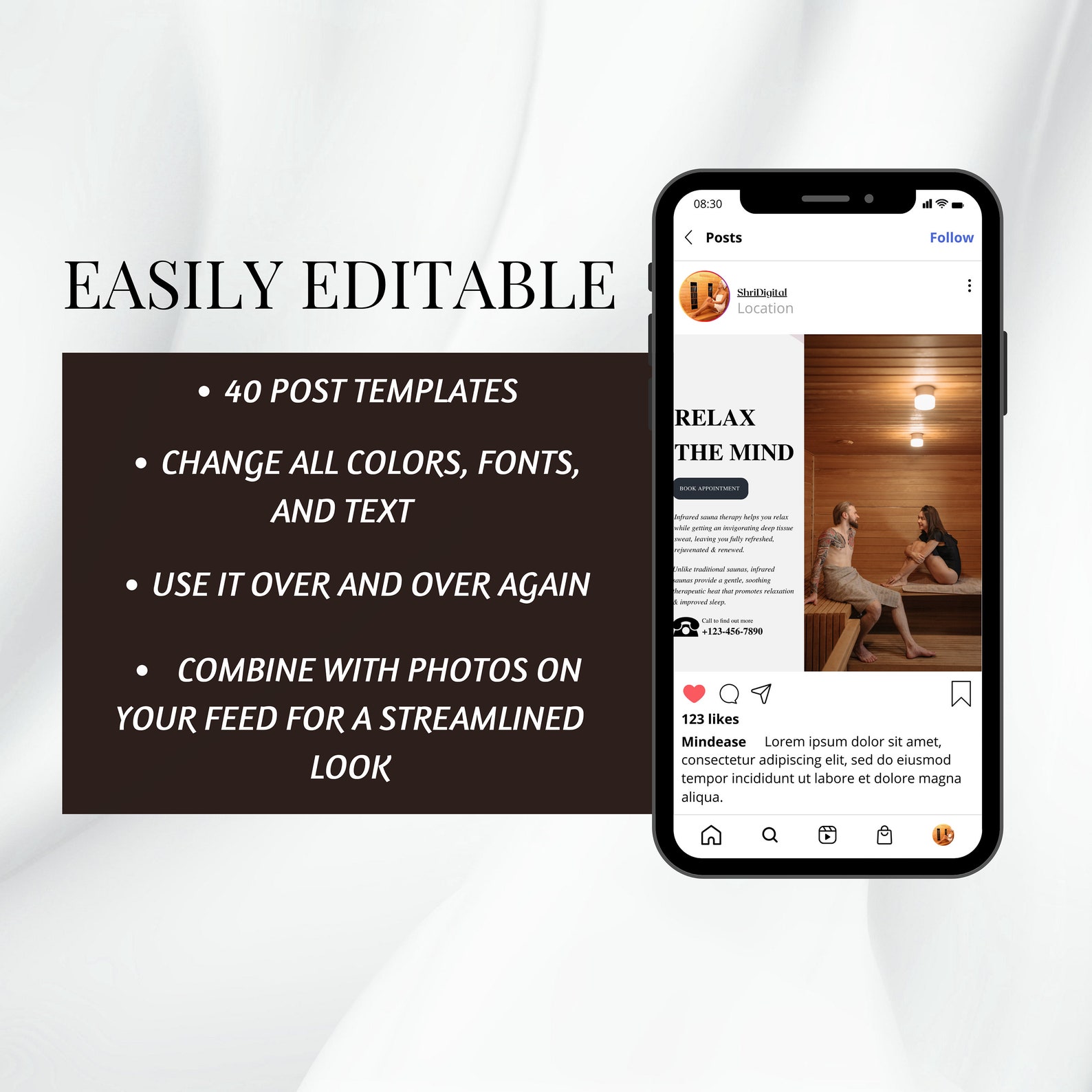 Infrared Sauna Instagram Post Templates: Wellness Social Media (canva ...