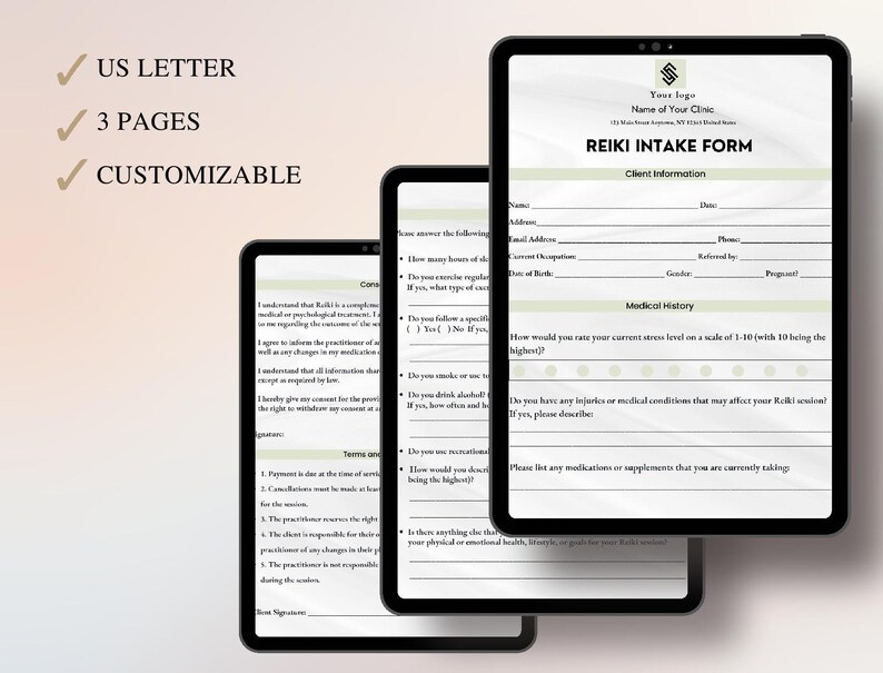 Reiki Intake Form Template for Canva - Printable - Etsy