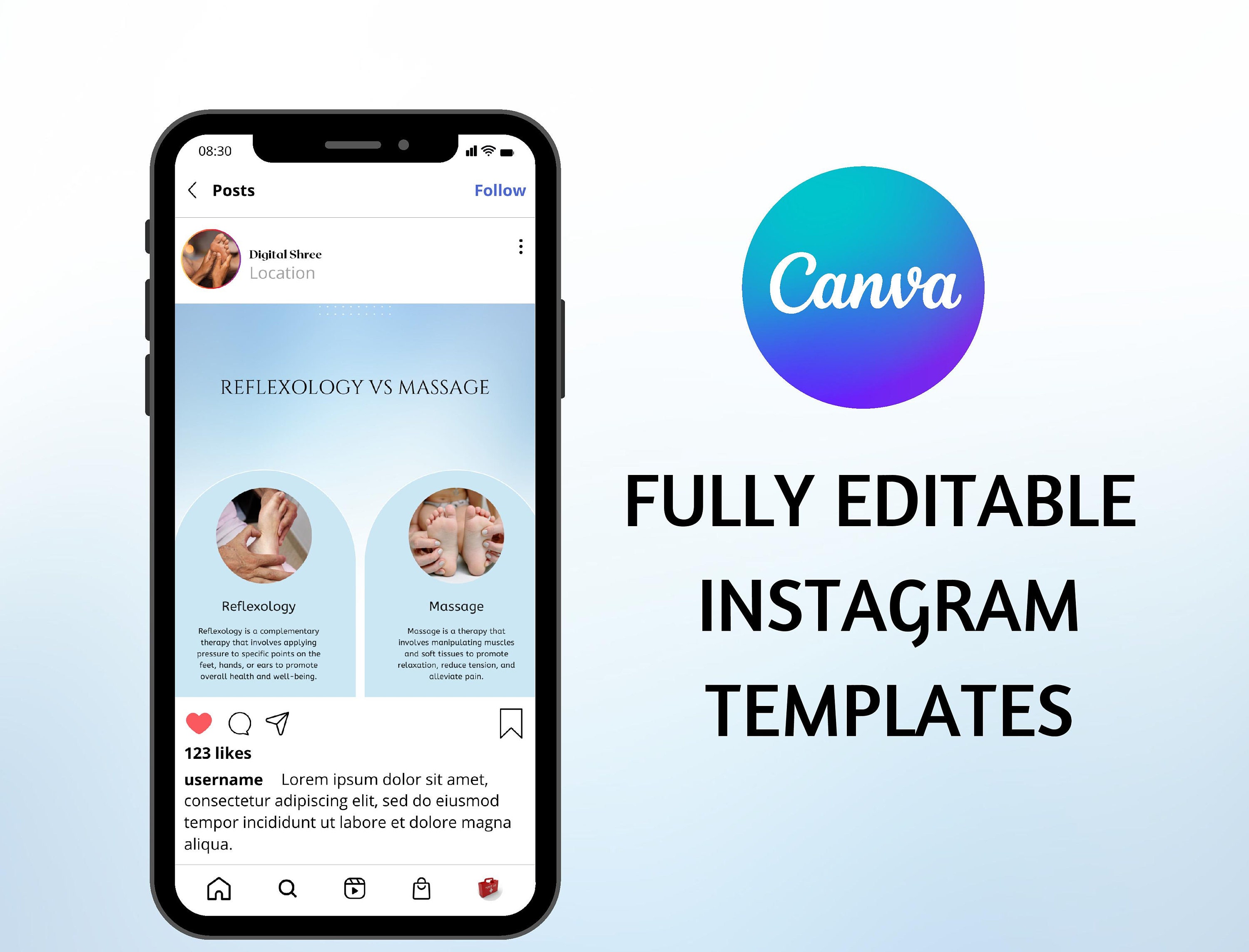 Reflexology Instagram Post Templates: Holistic Canva Designs (30) - Etsy