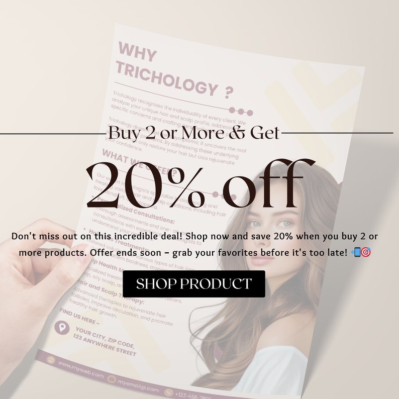 Trichology Clinic Flyer: Hair & Scalp Treatment, A4 Canva Template ...