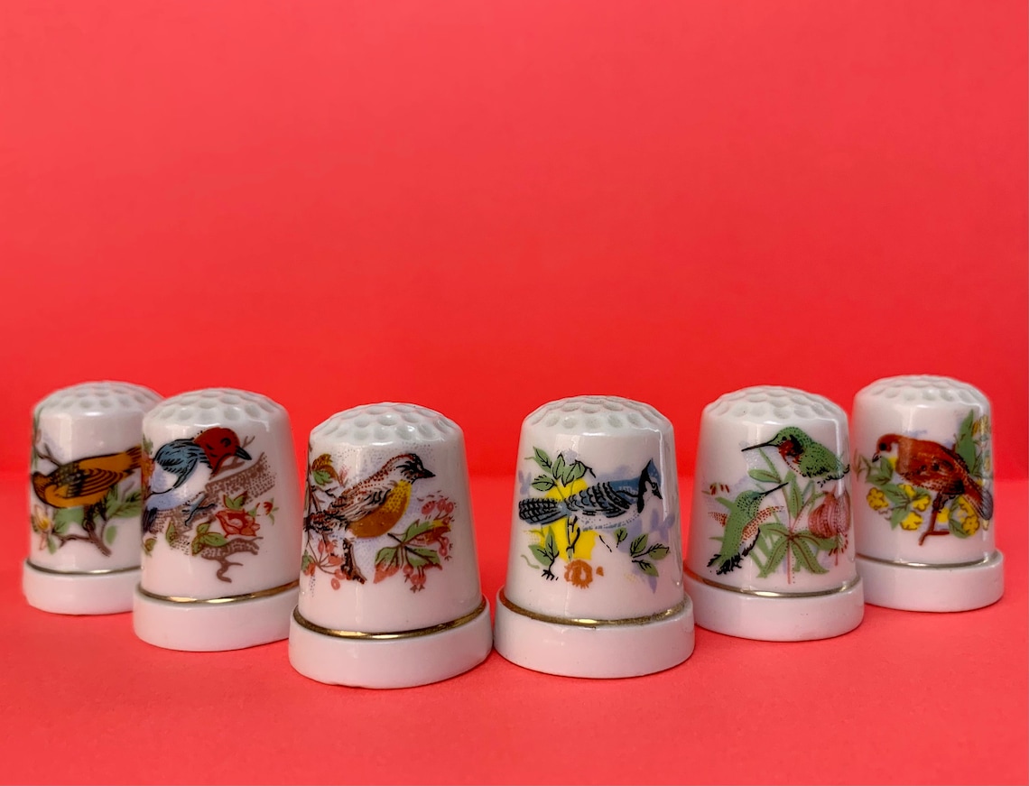 Vintage Bird Thimbles Set of 6 | Etsy