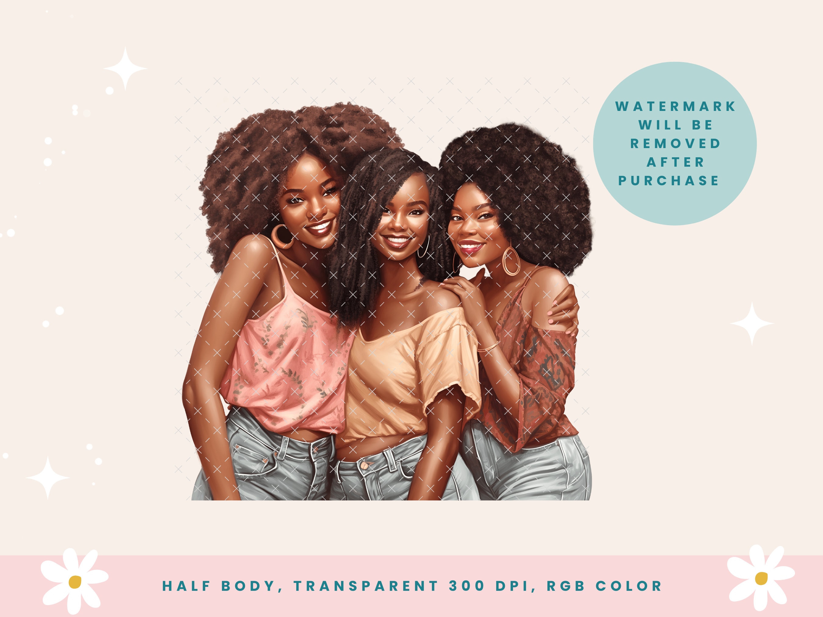 Best Friends Clipart Png Black Girl PNG Latina PNG Sisters - Etsy