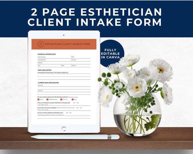 Simple Client Intake Form and Client Self-assessment for Estheticians PRINTABLE & DOWNLOADABLE ...