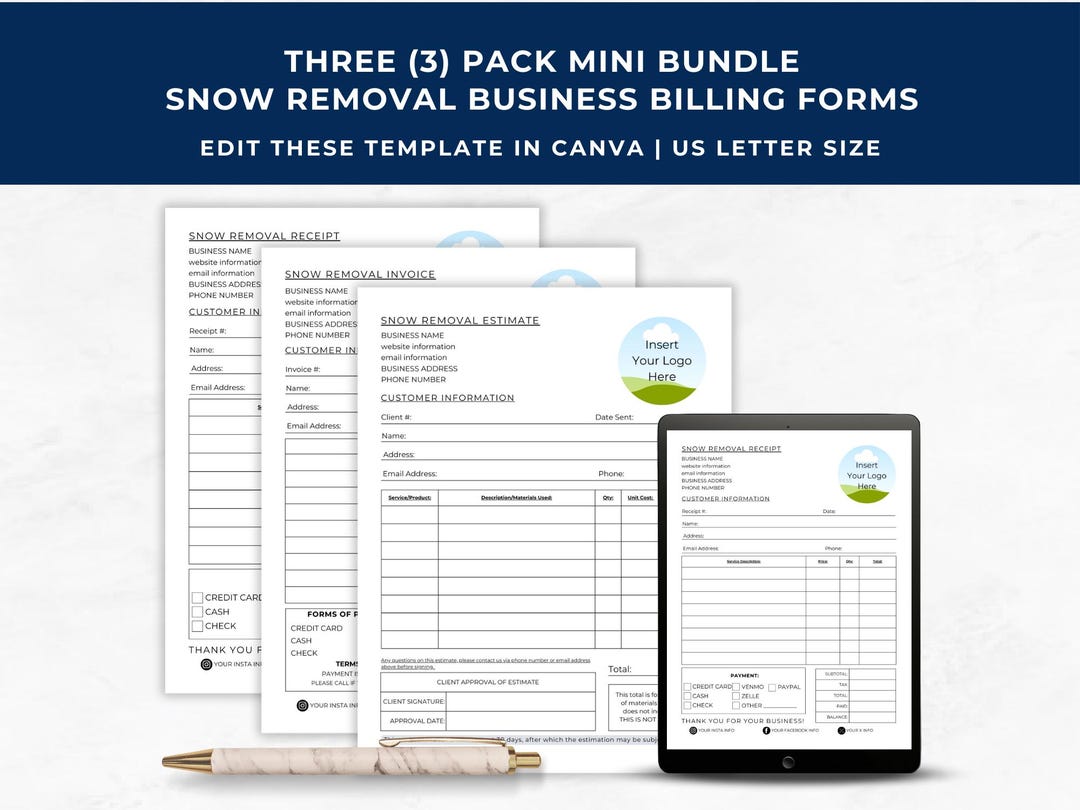 Snow Removal Estimate, Invoice Template Snow Plowing, Snow Clearing ...