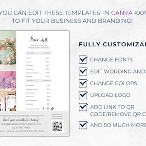 Balloon Decor Price List, Pricing Sheet, Rate Card, Flyer, Balloon ...