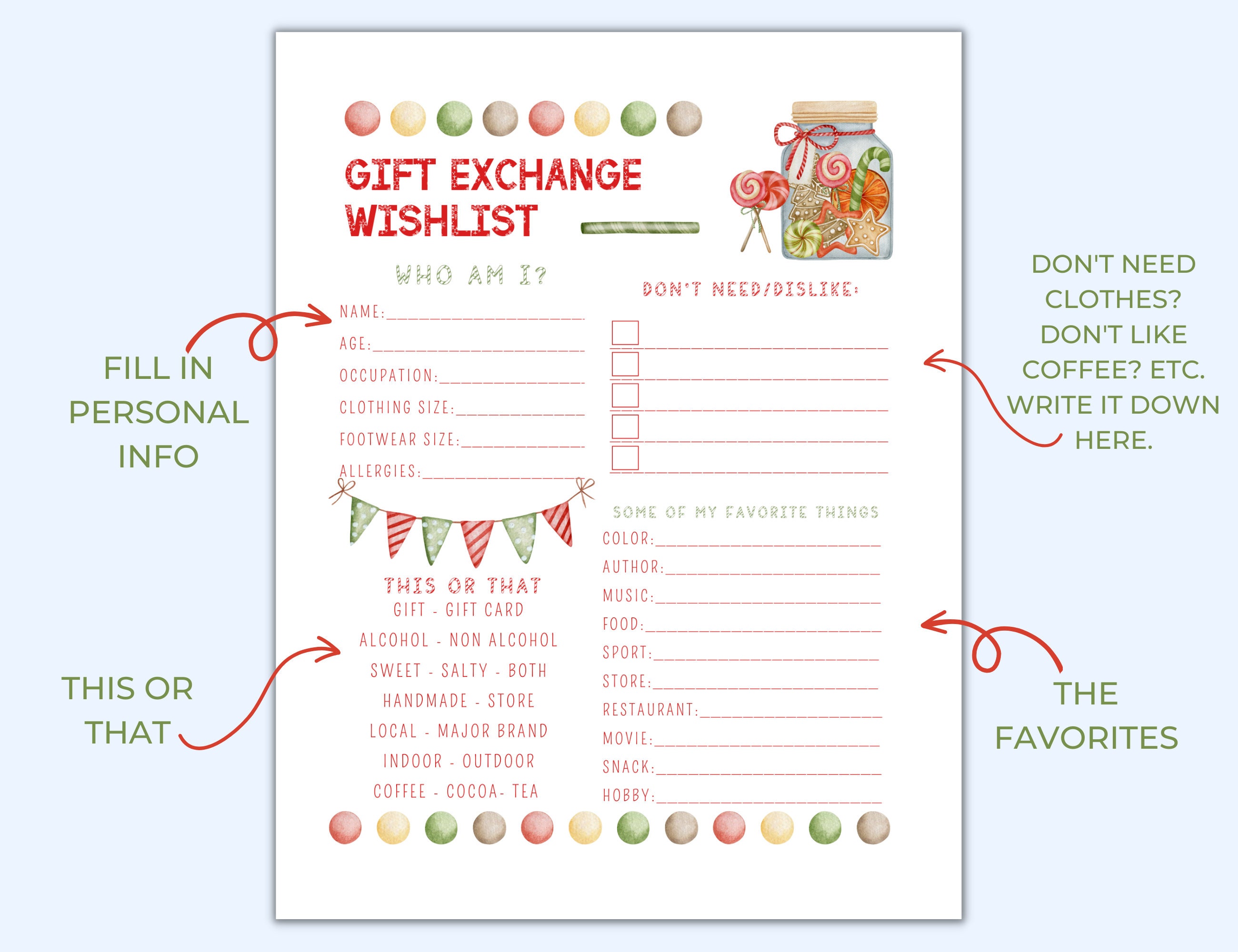 Printable Secret Santa Questionnaire, Office Party Gift Exchange ...