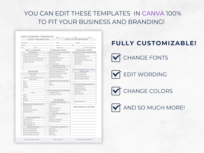 Car Cleaning Checklist, Vehicle Cleaning Prep, Auto Care, Dealership ...