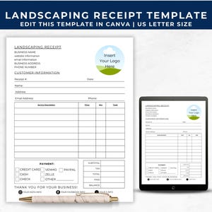 Lawn Care Receipt, Lawn Maintenance Receipt Template, Landscaping ...