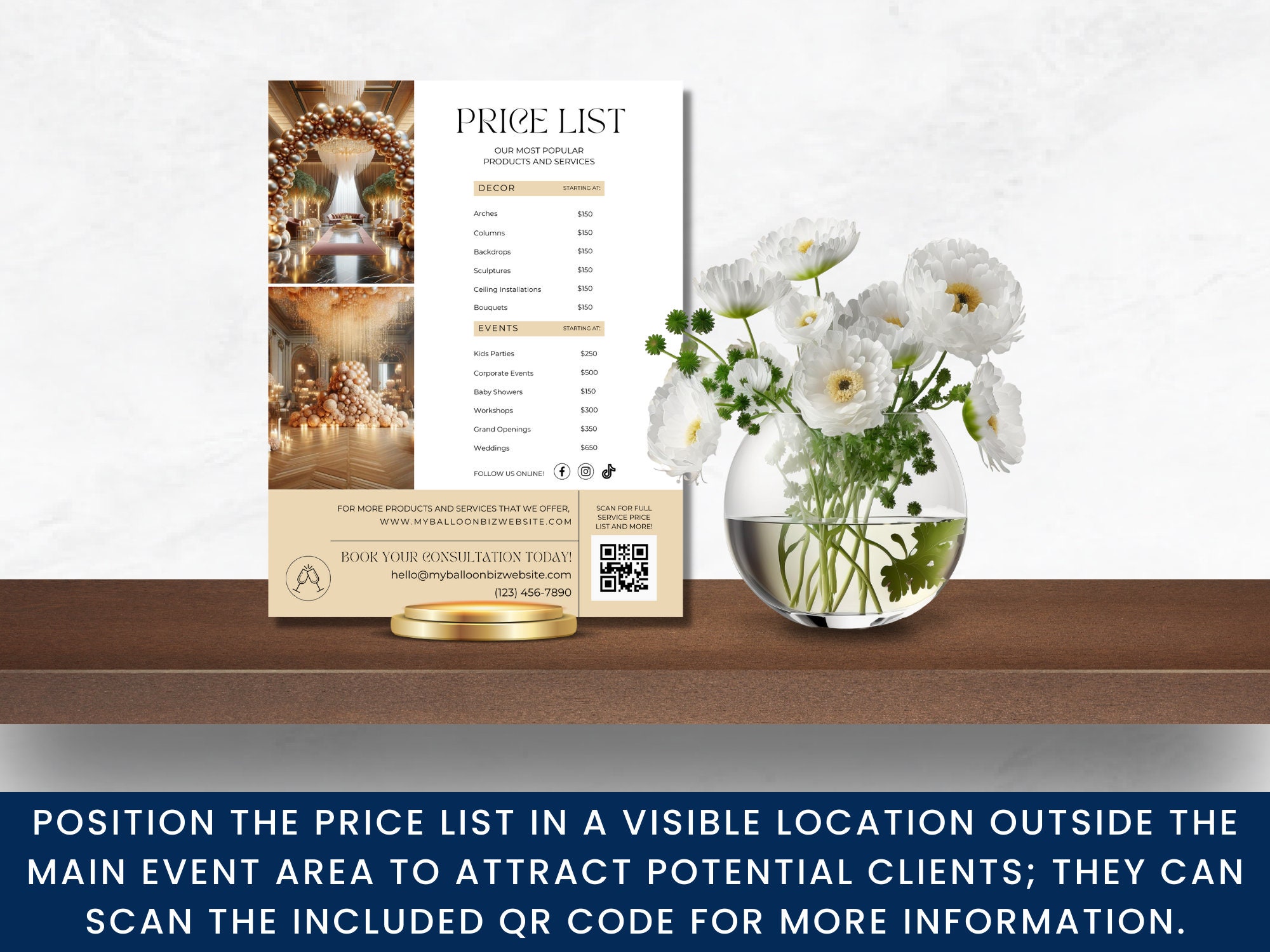 Balloon Business Price List Template, Balloon Decor Price List, Pricing ...