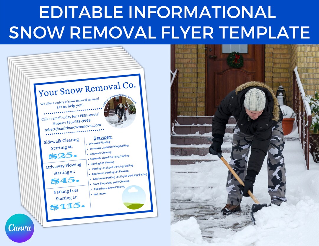 Editable Snow Plowing Flyers, Snow Blowing Flyer, Snow Removal Flyer ...