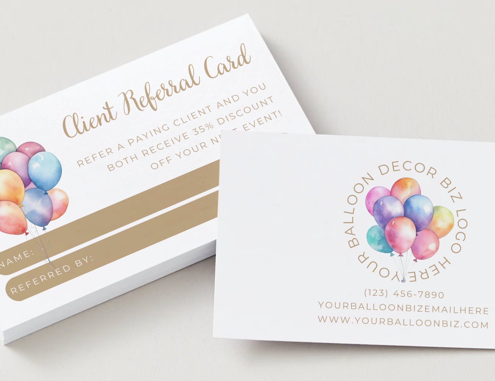 Balloon Decor Client Referral Card, Loyalty Card, Business Card ...