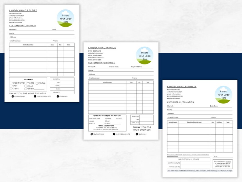 Landscaping Estimate, Invoice Template Landscaping, Lawn Care Receipt ...