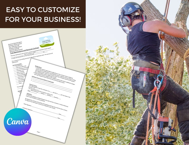 Tree Trimming Contract Template, Tree Removal Service Agreement, Canva ...