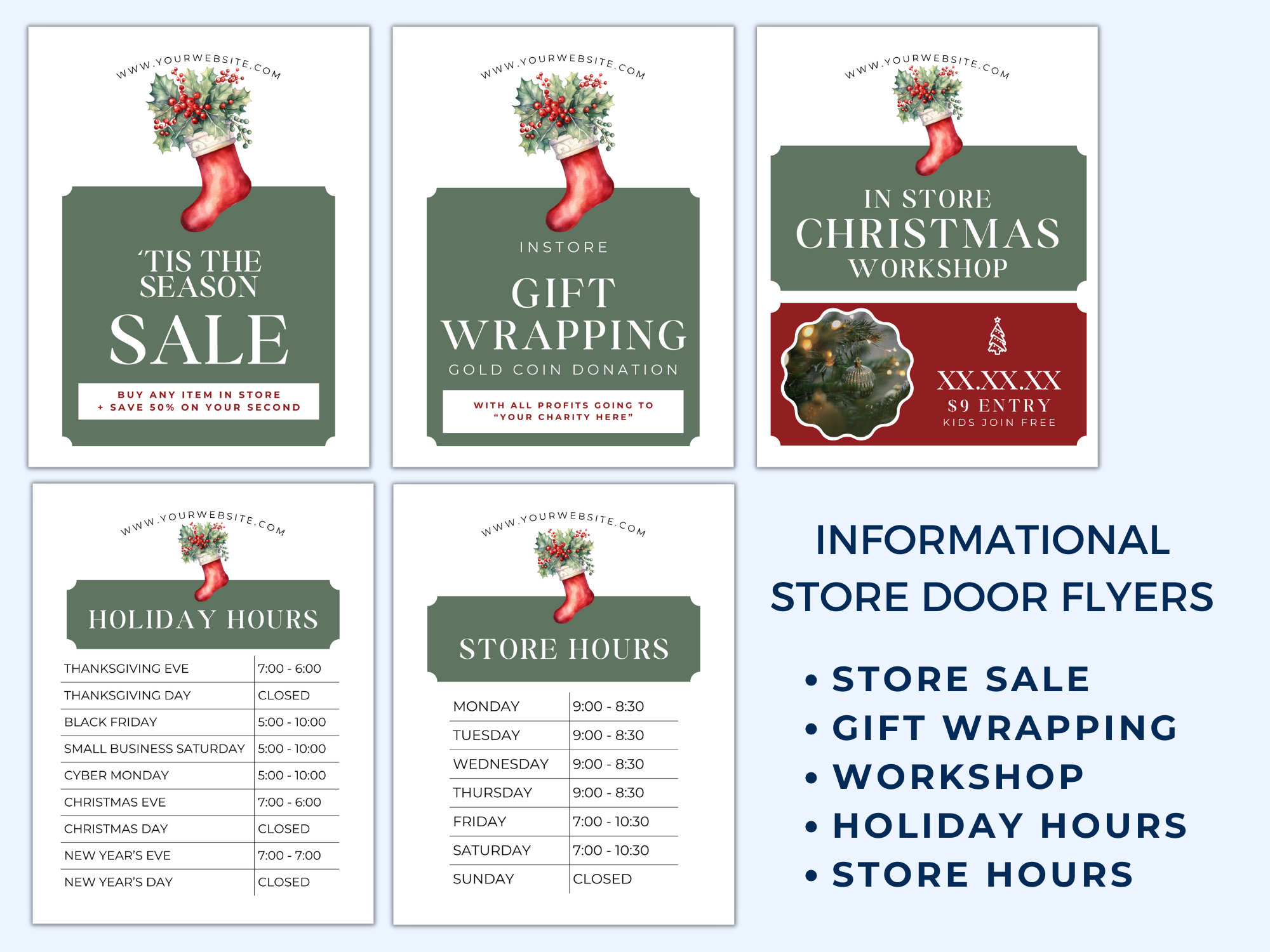 Holiday Store Hours Template, Christmas Store Hours Sign, Business ...