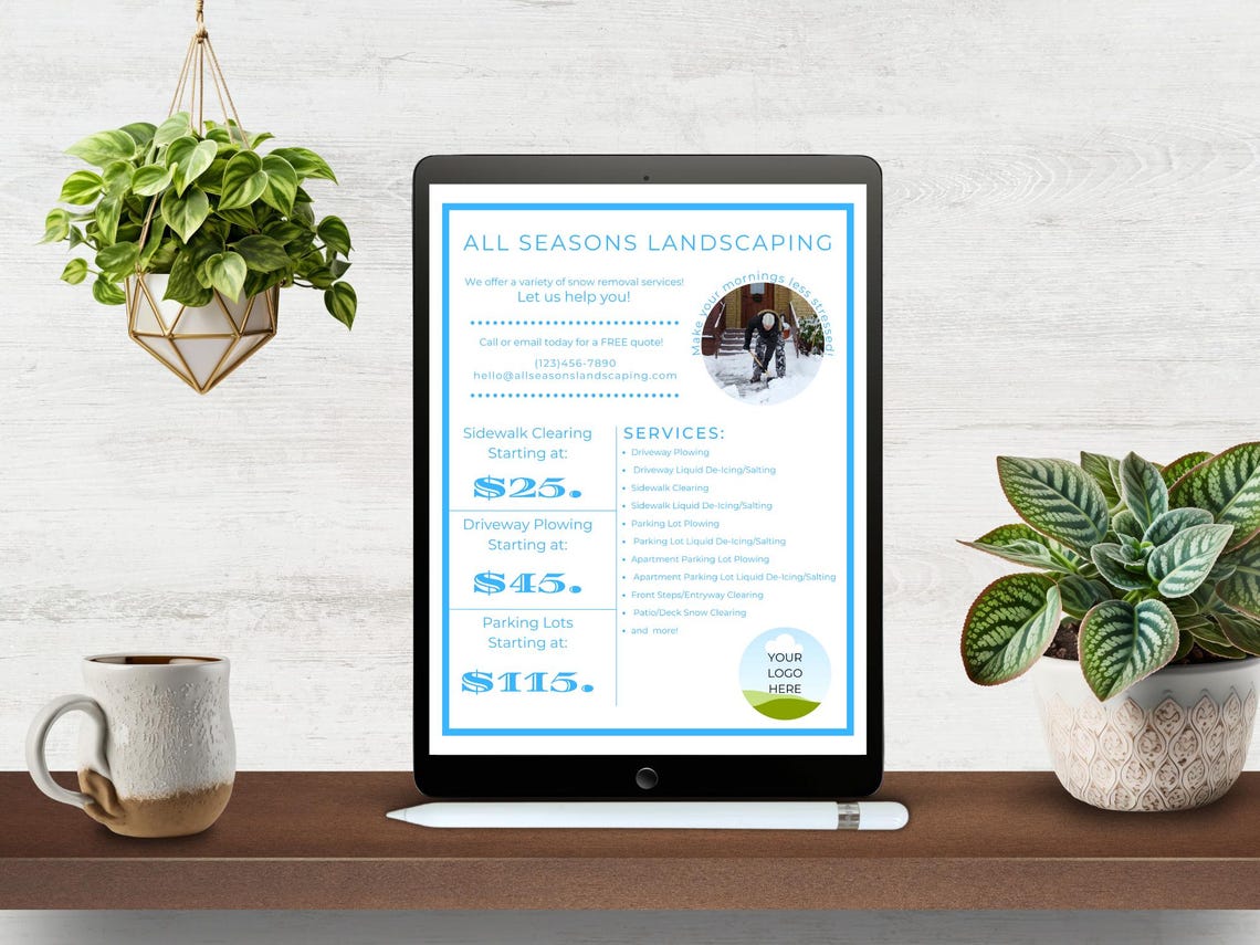 Editable Snow Plowing Flyers, Snow Blowing Flyer, Snow Removal Flyer ...