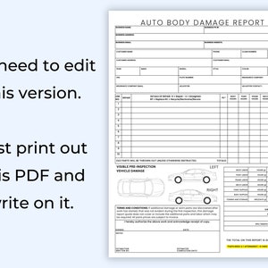 Auto Body Damage Report, Editable Estimation Template, Car Repair Quote ...