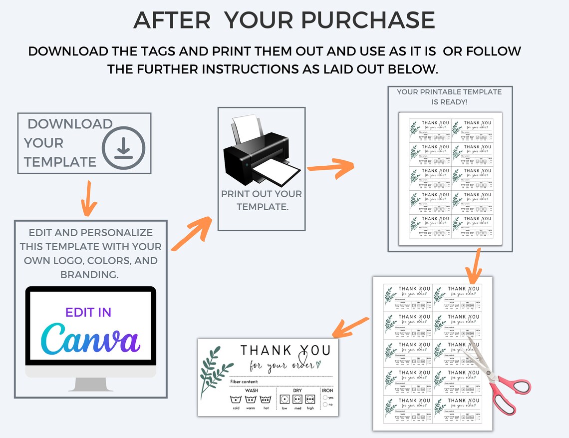 Printable Care Tag, Care Labels, Handmade for You, Washing Instructions ...