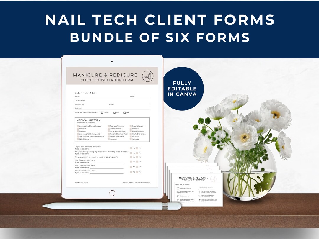 Nail Tech Client Consent Form, Nail Tech Client Consultation, Client ...