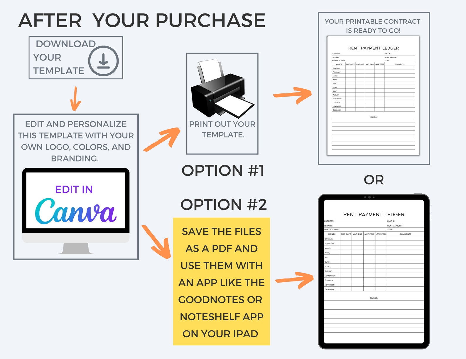 Printable Rent Payment Ledger, Monthly Rent Payment, Landlord Ledger ...