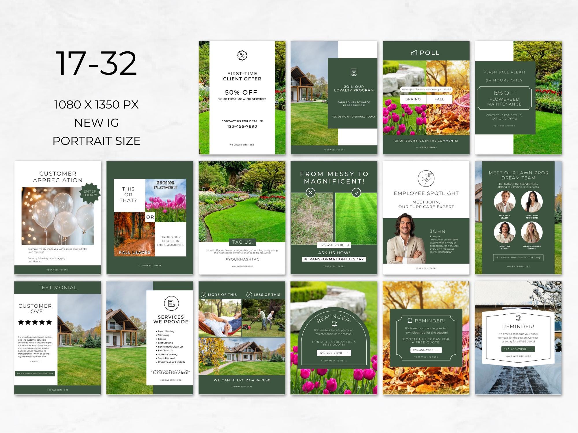 Landscaping Instagram Templates, Landscaper Social Media, Lawn ...