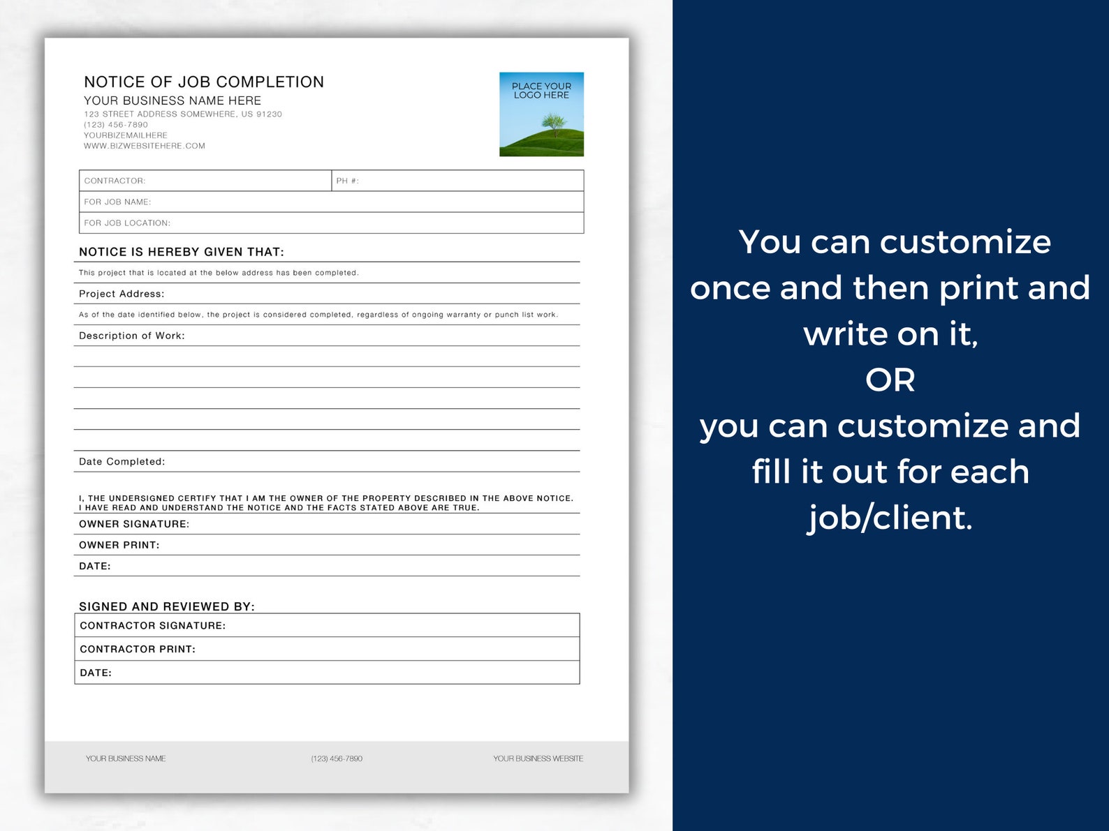 Notice of Job Completion Template, Job Completion Letter, Project ...