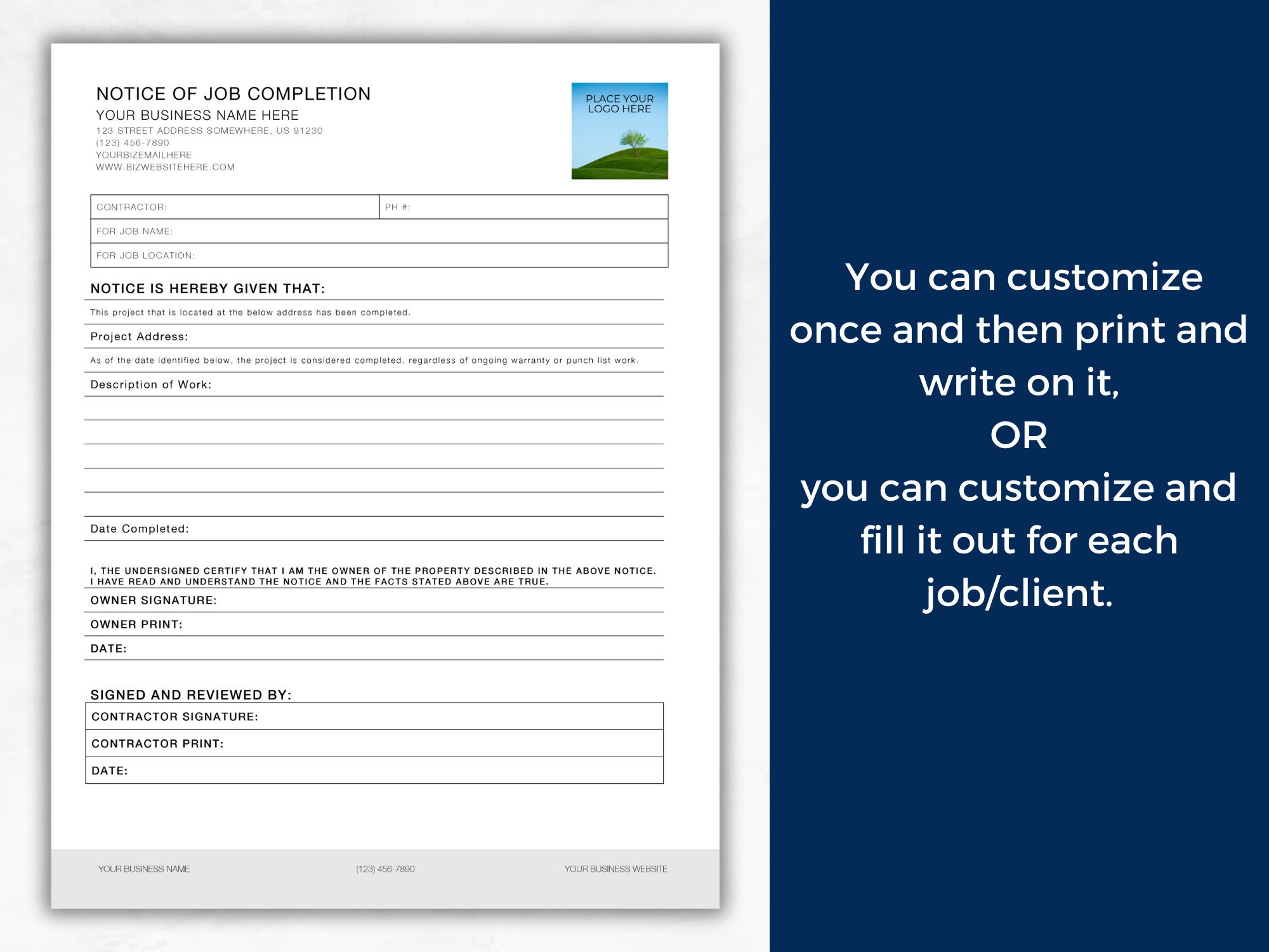 Notice of Job Completion Template, Job Completion Letter, Project ...
