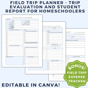 Field Trip Planner, Post Trip Evaluation, Student Report, Field Trip ...