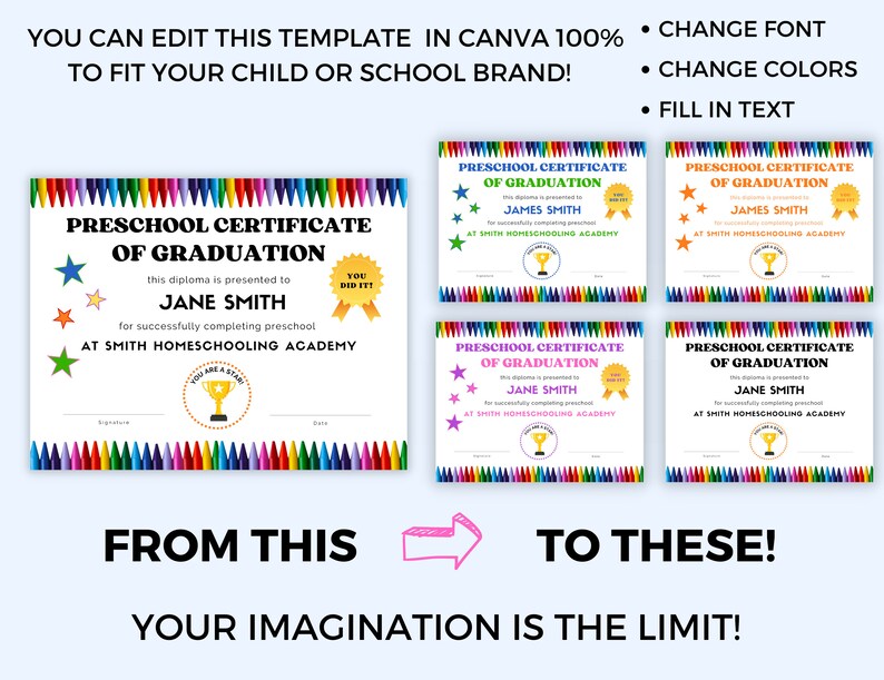 Printable Preschool Graduation Certificates, Homeschool Diploma ...