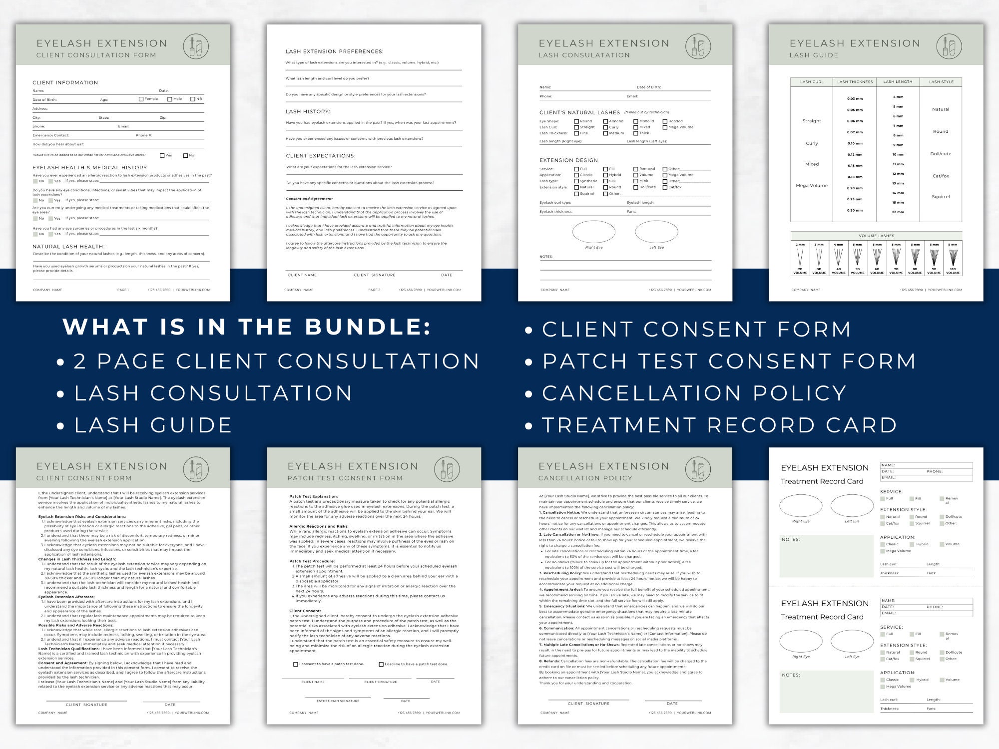 Eyelash Extension Consent Form Bundle, Eyelash Extension Client Intake ...