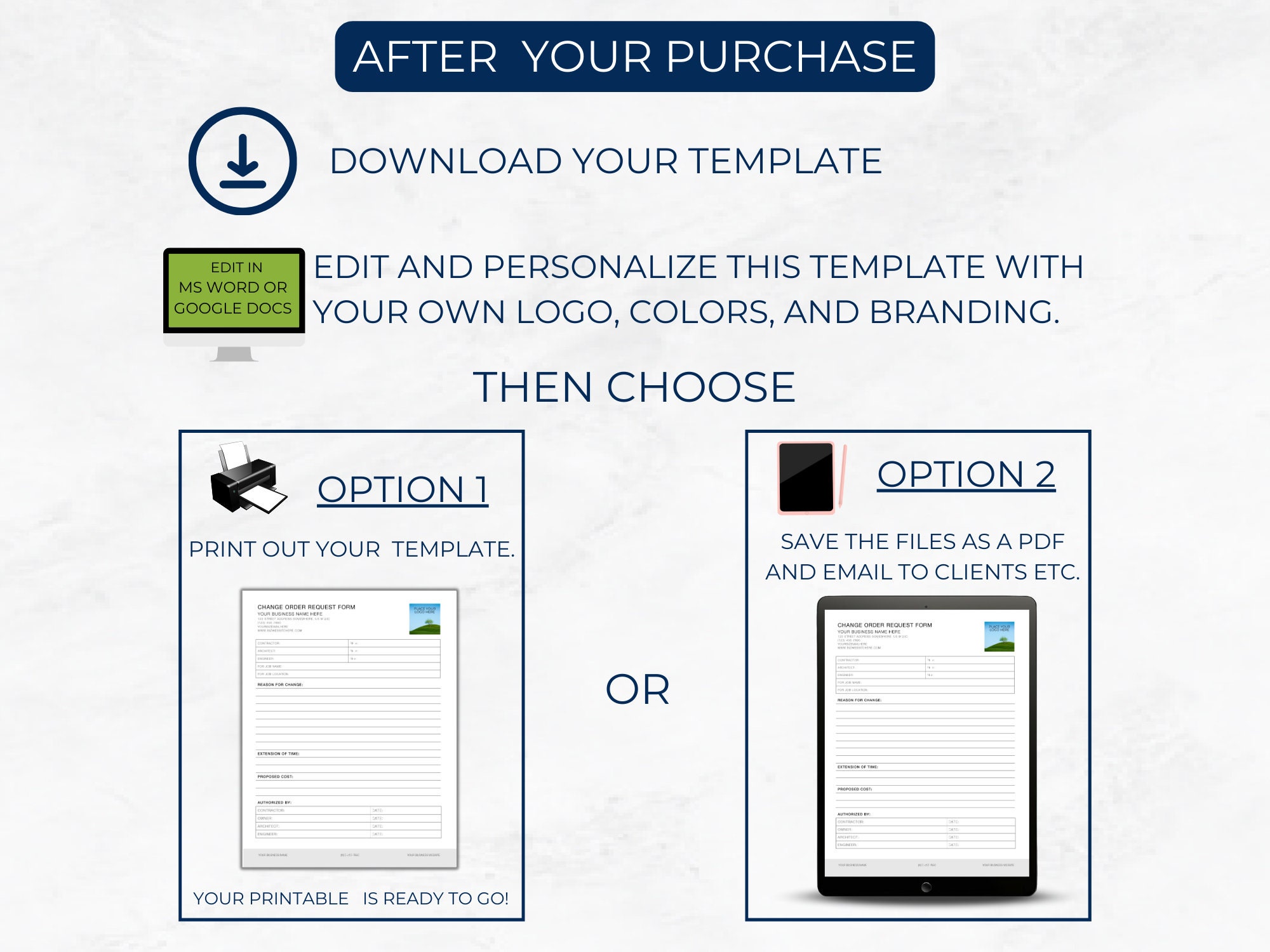 Change Order Request Form WORD Template, Contractor, Construction ...