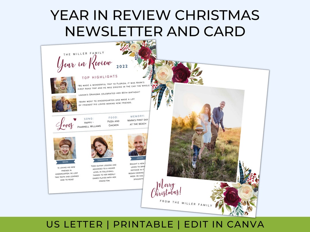 Holiday Newsletter, 2023 Year in Review Template, Year End Review ...