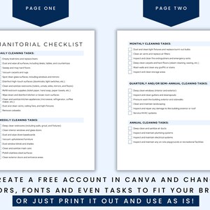 Janitor's Checklist for Cleaning Service, Foundational Janitorial ...