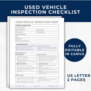 Used Vehicle Inspection Checklist, Second Hand Car Inspection Sheet ...