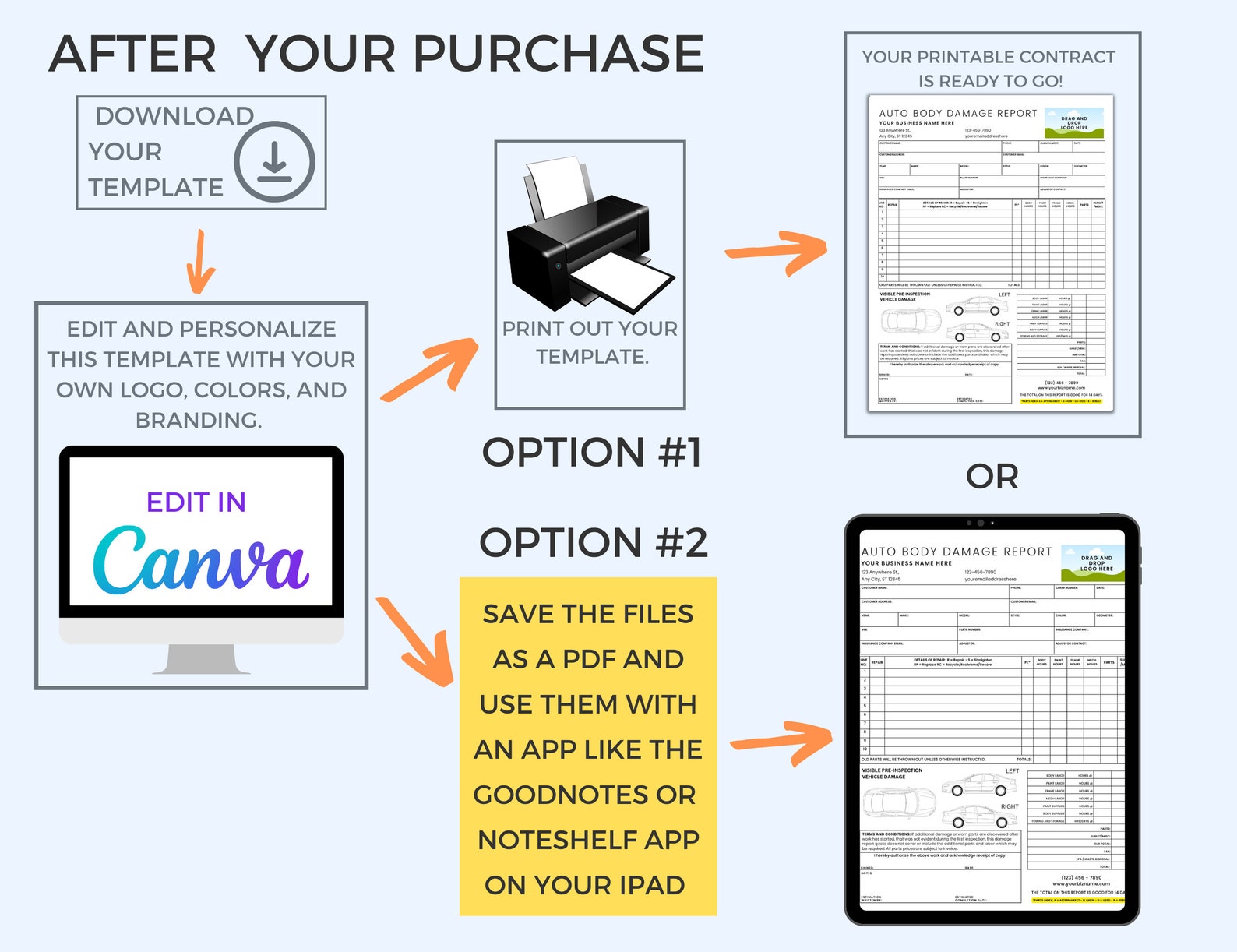 Auto Body Damage Report, Editable Estimation Template, Car Repair Quote ...