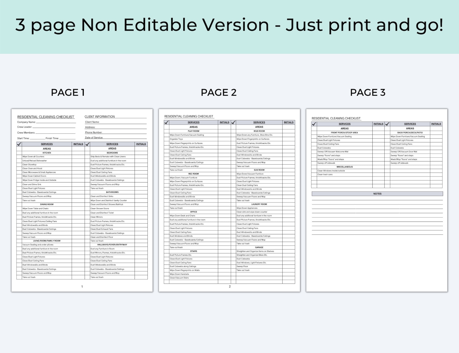 Cleaning Checklist, Cleaning Frequency Chart, Cleaning Schedule ...
