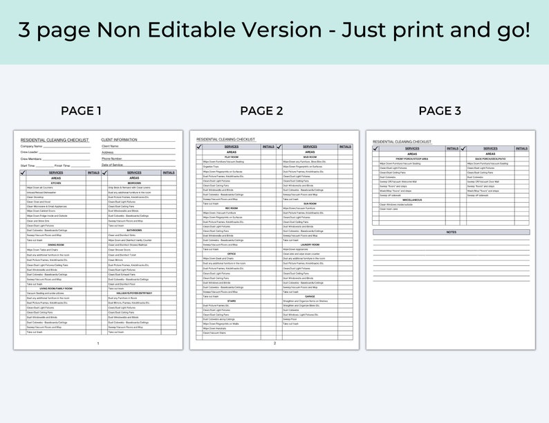Cleaning Checklist, Cleaning Frequency Chart, Cleaning Schedule ...