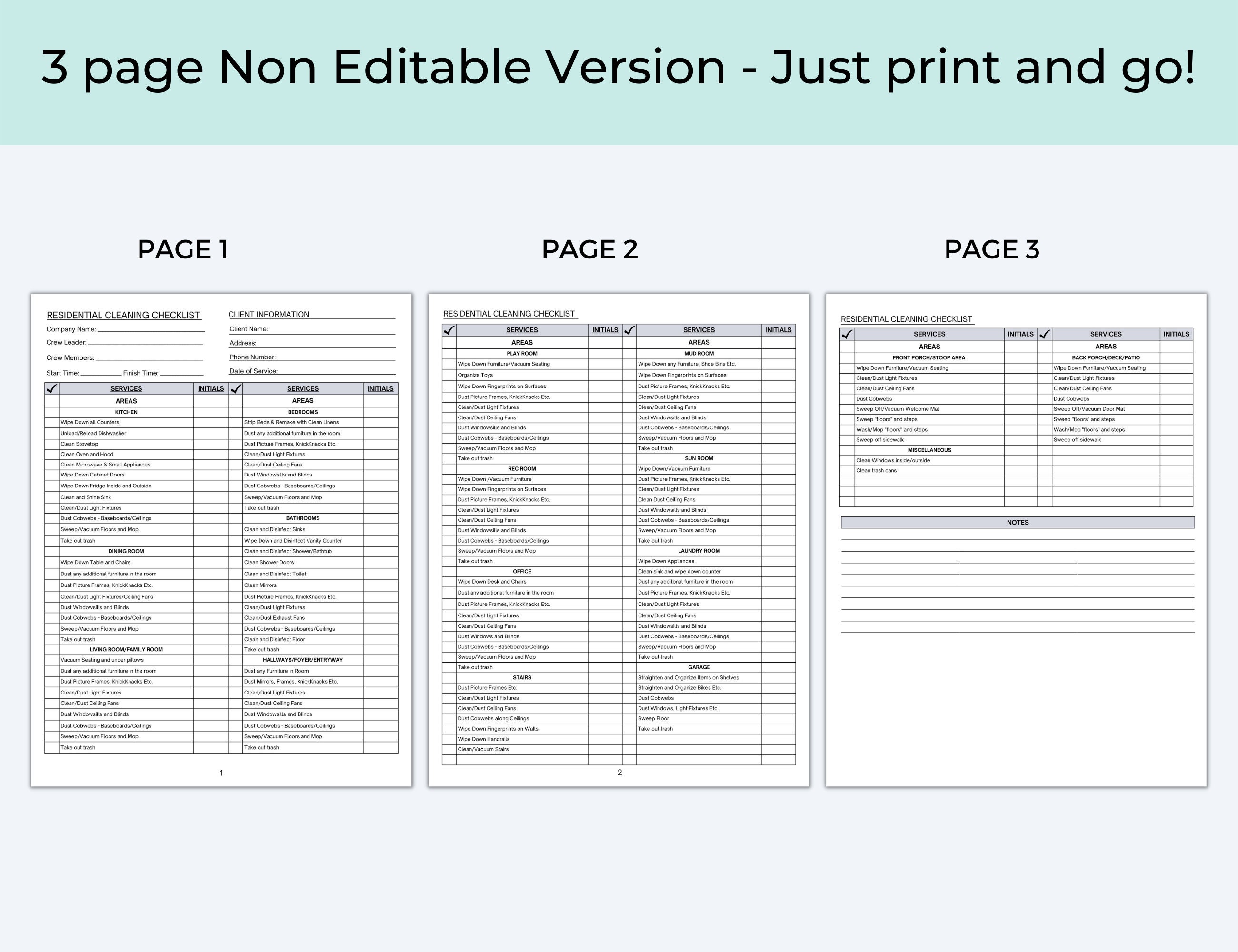 Cleaning Checklist, Cleaning Frequency Chart, Cleaning Schedule ...
